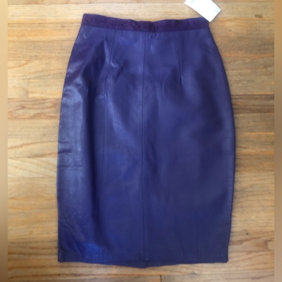 Vintage | Skirts | Vintage Purple Leather Pencil Skirt 46 | Poshmark